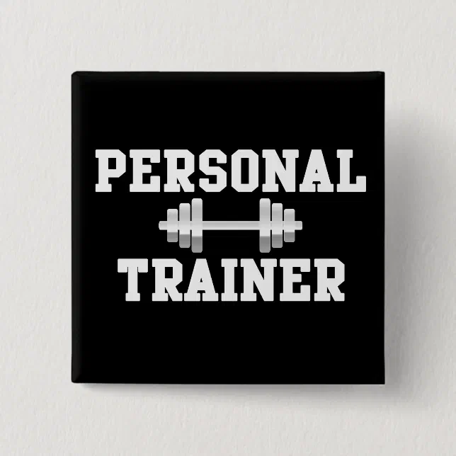 Personal Trainer Black and White Dumbell Training Pinback Button | Zazzle