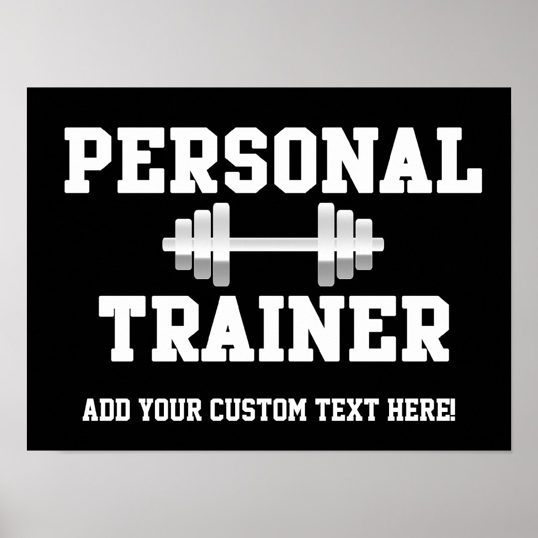Personal Trainer Black and White Dumbell Training Poster | Zazzle
