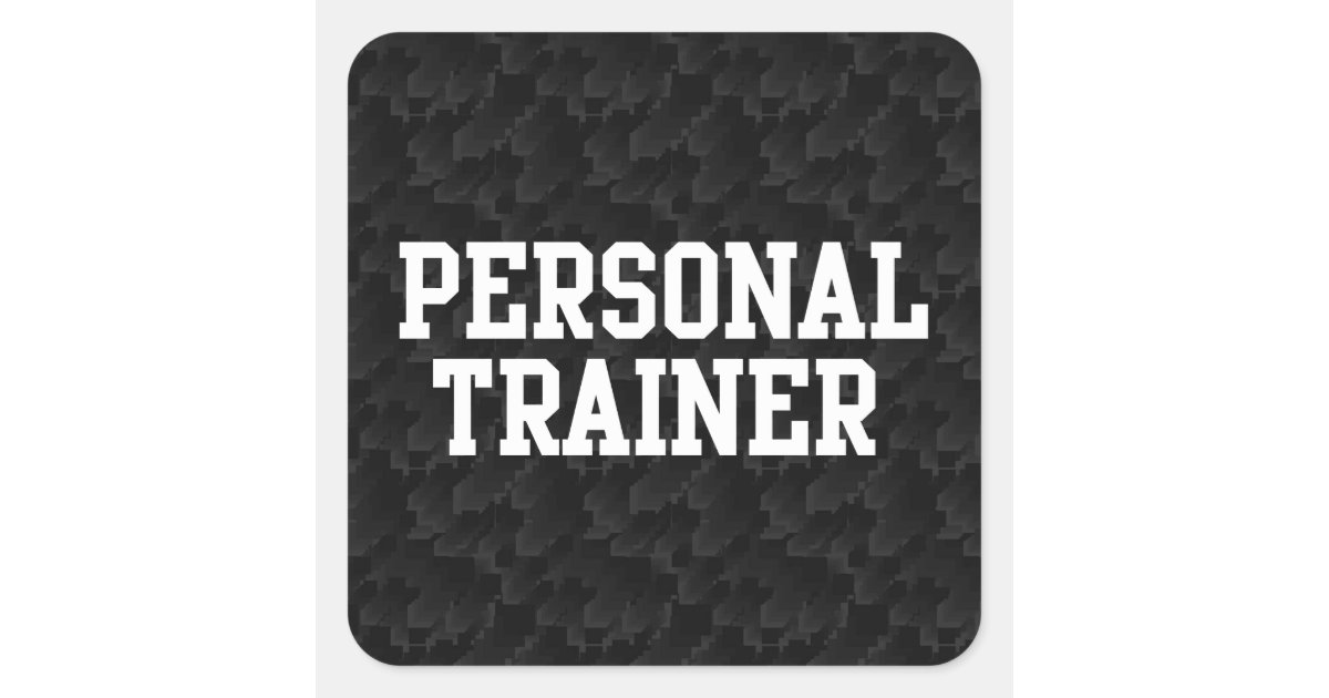Personal Trainer Black Varsity Square Sticker | Zazzle