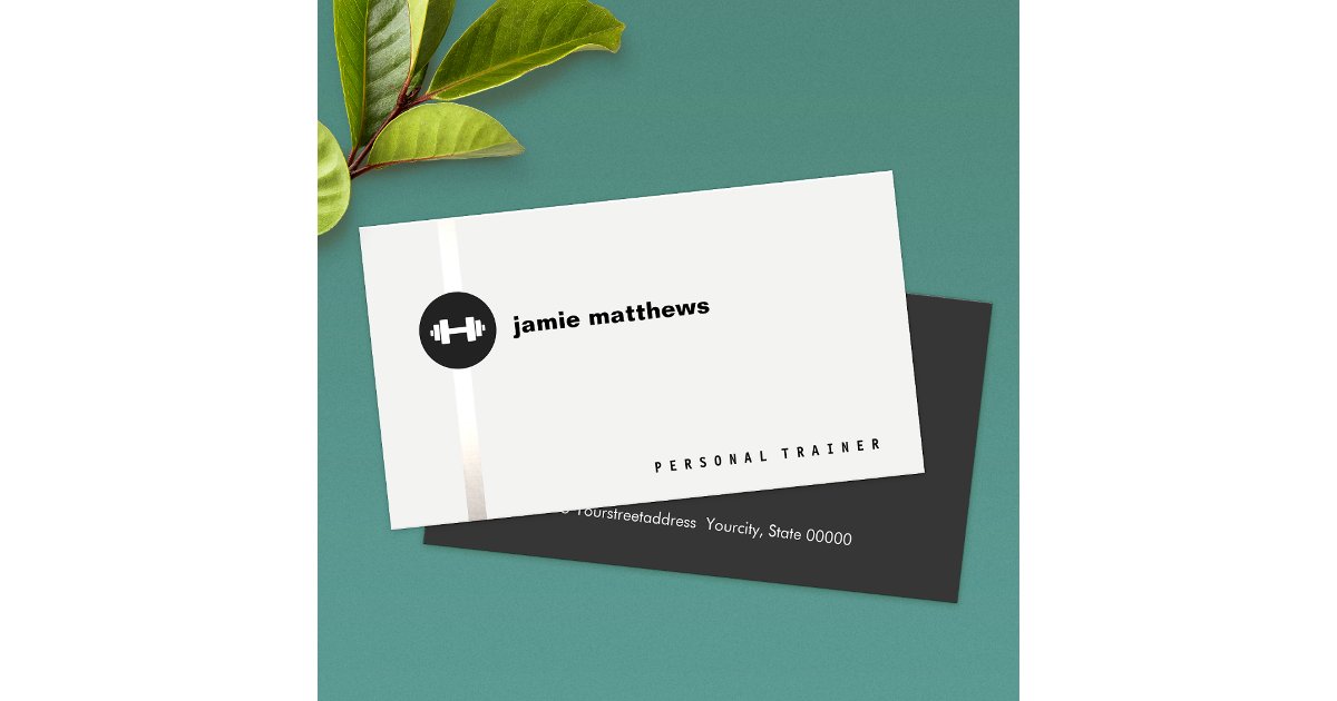 Personal Trainer Dumbbell Logo Fitness Instructor Business Card | Zazzle