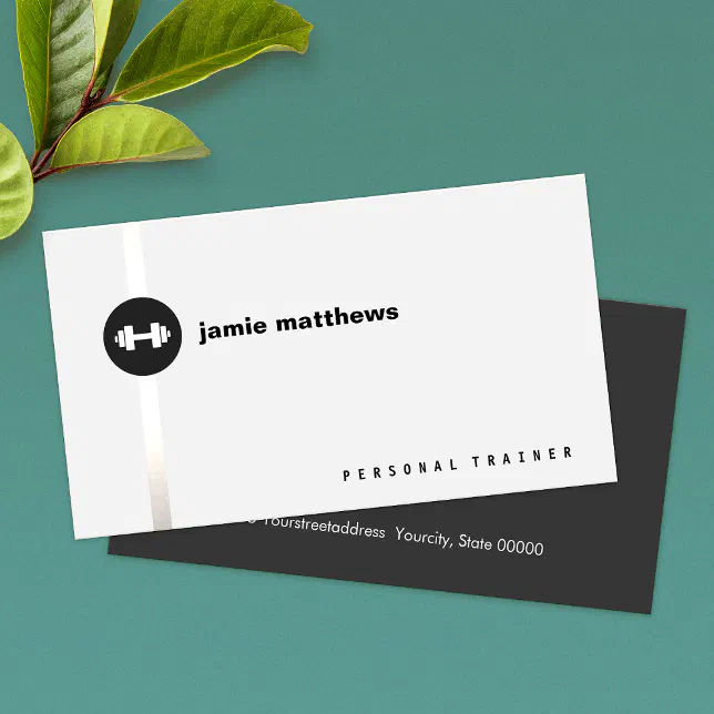 Personal Trainer Dumbbell Logo Fitness Instructor Business Card | Zazzle