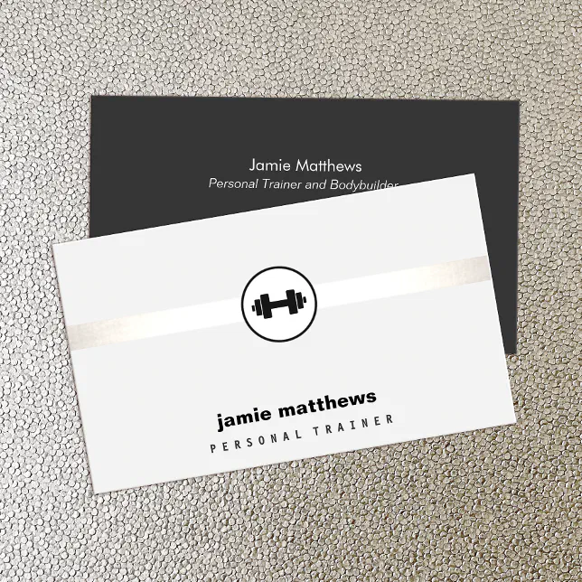 Personal Trainer Dumbbell Logo Fitness Instructor Business Card | Zazzle