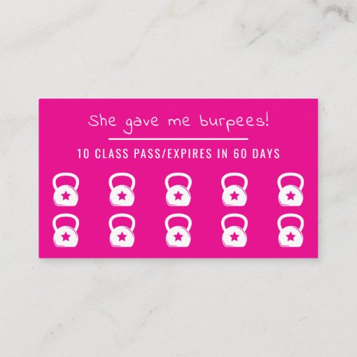 Personal Trainer/Fitness 10 Class Pass Business Card | Zazzle