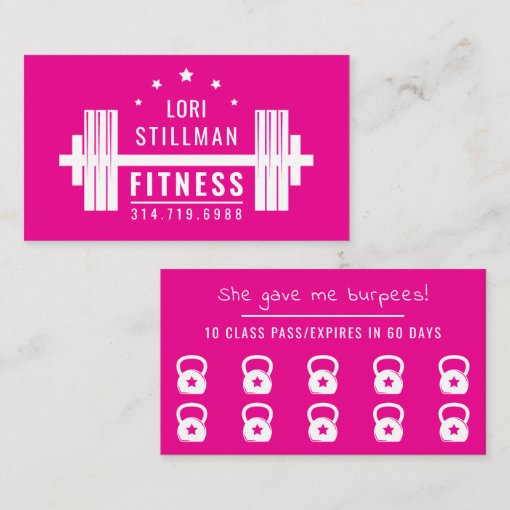 Personal Trainer/Fitness 10 Class Pass Business Card | Zazzle