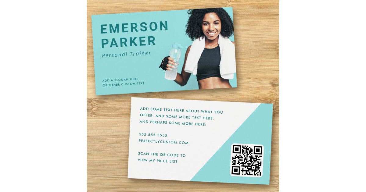 Personal trainer fitness coach photo business card | Zazzle