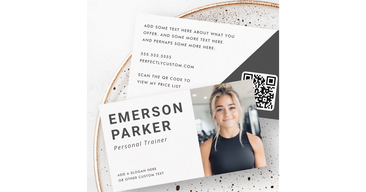 Personal trainer fitness coach photo business card | Zazzle