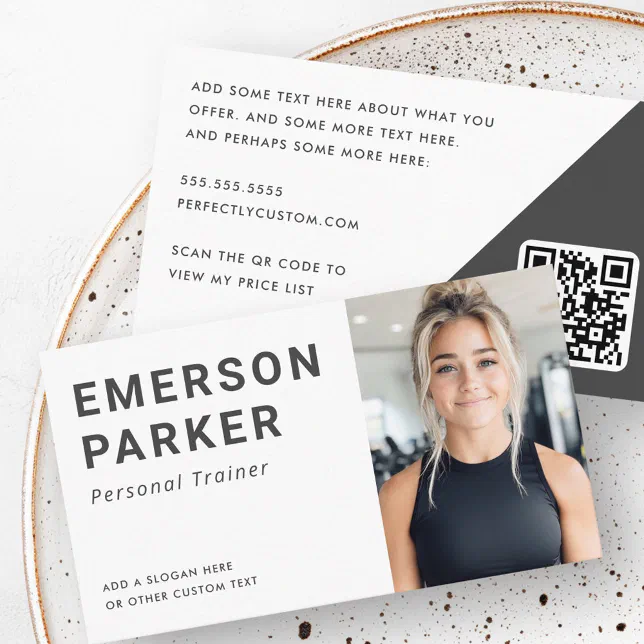 Personal trainer fitness coach photo business card | Zazzle