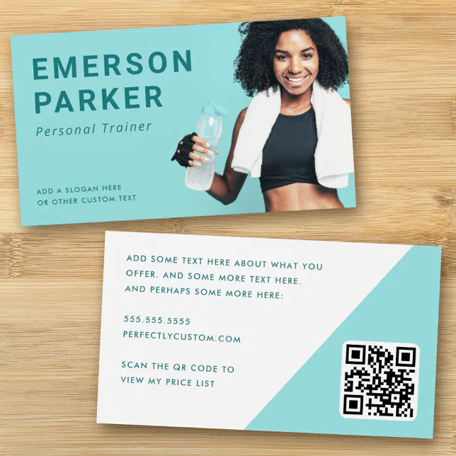 Personal trainer fitness coach photo business card | Zazzle