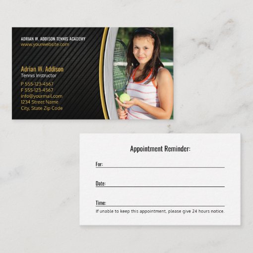 Personal Trainer Fitness Instructor Tennis Coach Appointment Card | Zazzle
