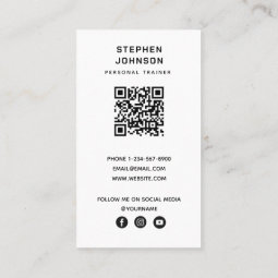 Personal Trainer Fitness QR Code Social Media Business Card | Zazzle
