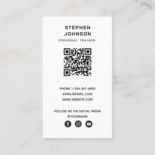Personal Trainer Fitness QR Code Social Media Business Card | Zazzle