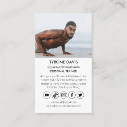 Personal Trainer Fitness Qr Code Social Media Icon Business Card | Zazzle