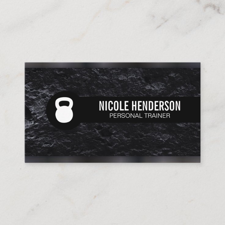 Personal Trainer | Gun Metal Trim | Slate Business Card | Zazzle