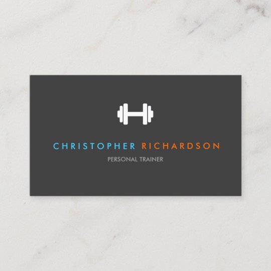 PERSONAL TRAINER LOGO with BLUE and ORANGE TEXT Business Card | Zazzle.com