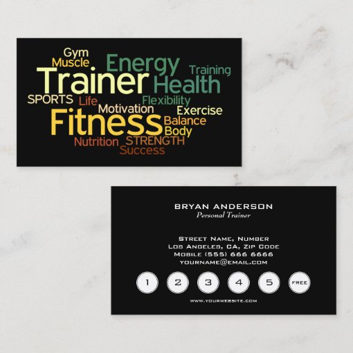 Personal Trainer Loyalty Punch Business Card | Zazzle