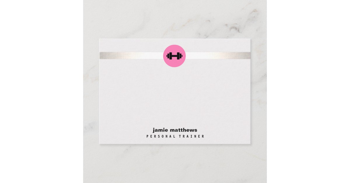 Personal Trainer Pink Dumbbell Logo Fitness Note Card | Zazzle.com
