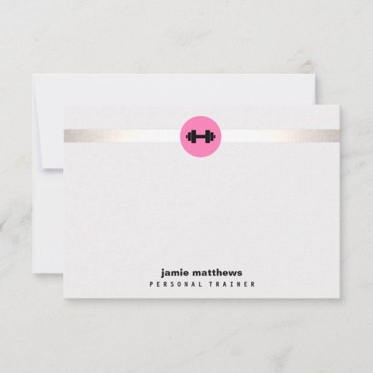 Personal Trainer Pink Dumbbell Logo Fitness Note Card | Zazzle.com