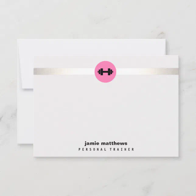 Personal Trainer Pink Dumbbell Logo Fitness Note Card | Zazzle