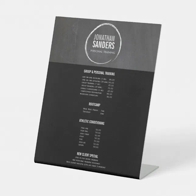 Personal Trainer Sketch Logo Pedestal Sign | Zazzle