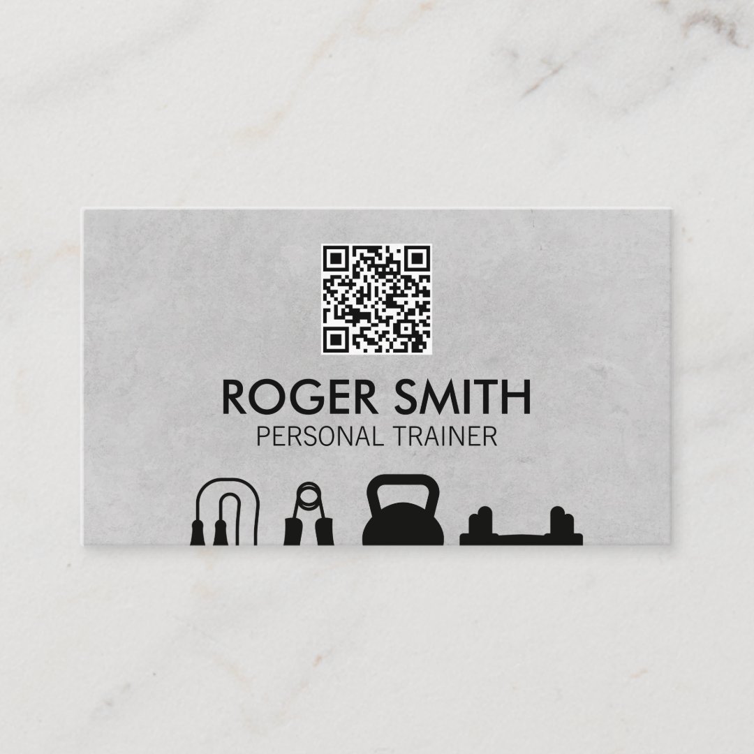 Personal Trainer | Training Workout Equipment | QR Business Card | Zazzle