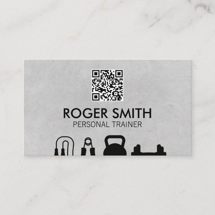 Personal Trainer | Training Workout Equipment | QR Business Card | Zazzle