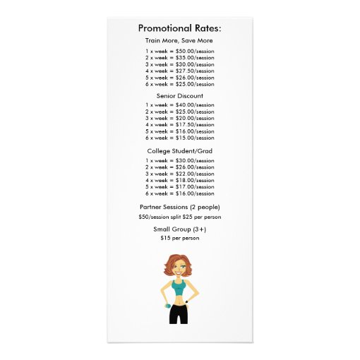 Personal Training Flyer w/ Rates Rack Card | Zazzle