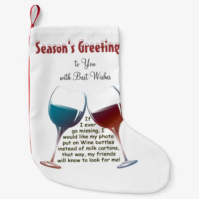 Personalise Fun Wine Saying Christmas Stocking | Zazzle