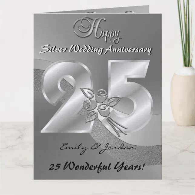Personalised 25th Silver Wedding Anniversary Card | Zazzle