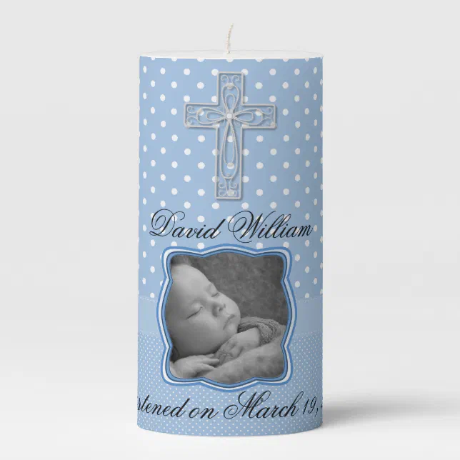 Personalised Baby Boy Photo Baptism Candle | Zazzle