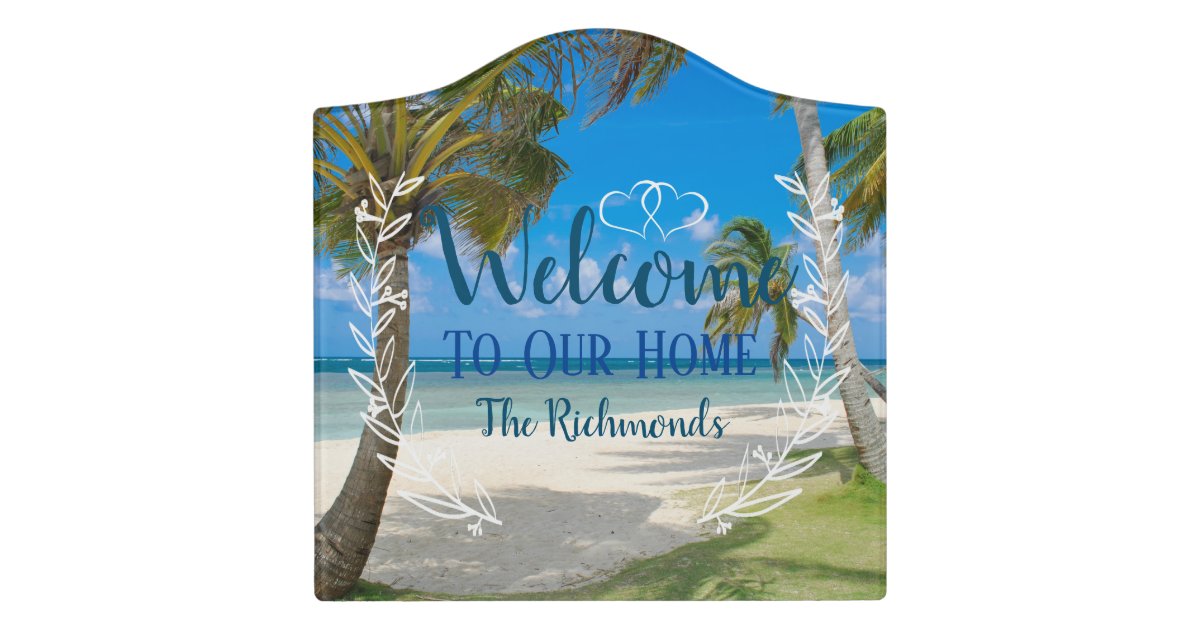 Personalised Beach Themed Welcome Sign | Zazzle