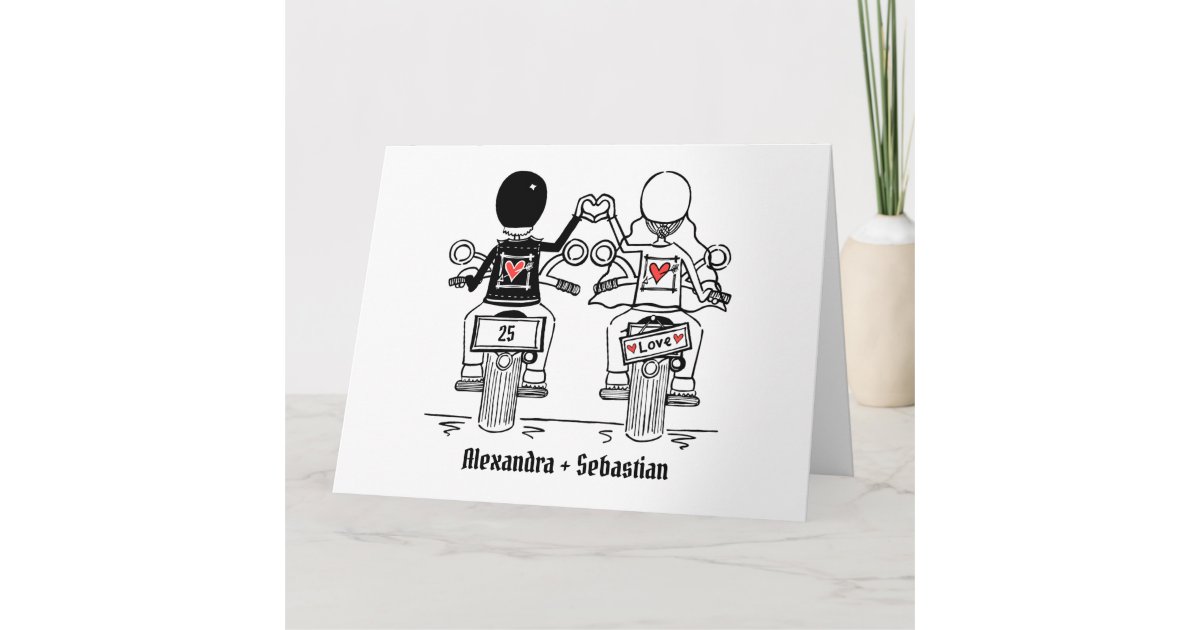 Personalised Biker Motorcycle Wedding Anniversary Card | Zazzle