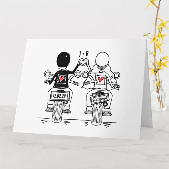 Personalised Biker Motorcycle Wedding Greetings Card | Zazzle