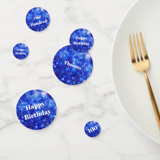 Personalised Blue sparkle 100th birthday Confetti | Zazzle