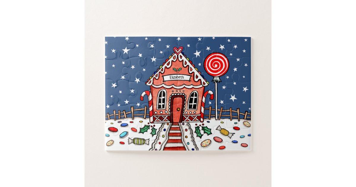 Personalised Christmas Gingerbread House Jigsaw Puzzle | Zazzle