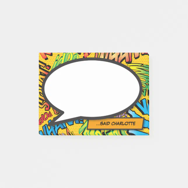 Personalised Comic Book Speech Bubble Fun Post-it Notes | Zazzle
