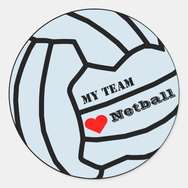 Personalised Custom Colour Love Netball Team Classic Round Sticker | Zazzle