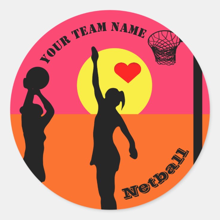 Personalised Custom Team Name Netball Classic Round Sticker | Zazzle