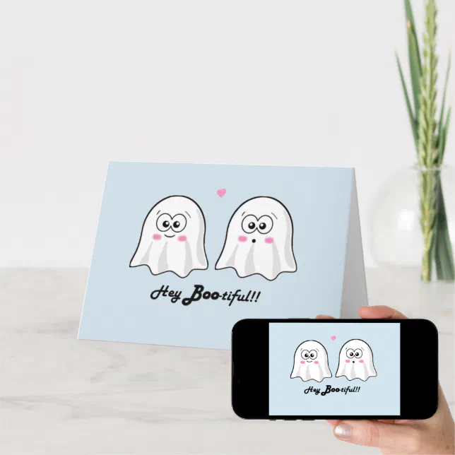 Personalised cute Halloween 'Hey Bootiful' card! Card | Zazzle