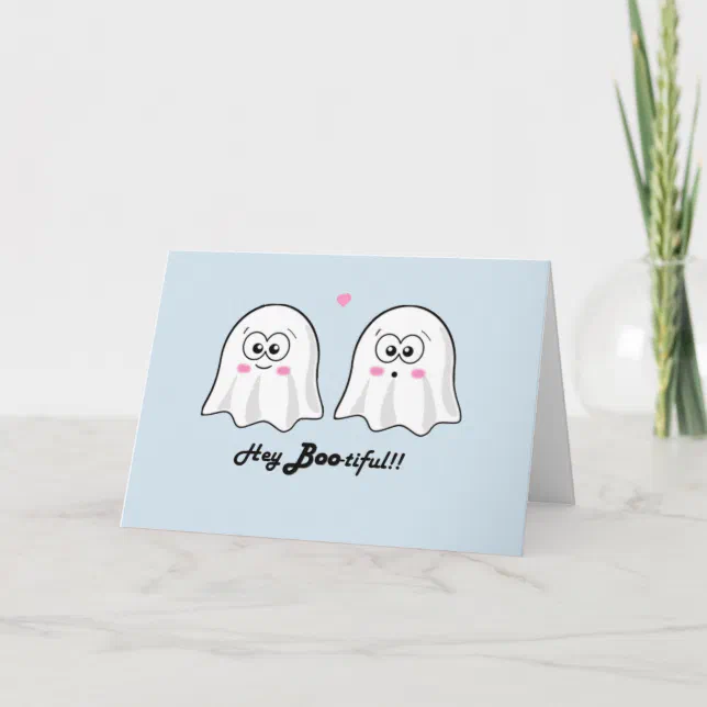 Personalised cute Halloween 'Hey Bootiful' card! Card | Zazzle