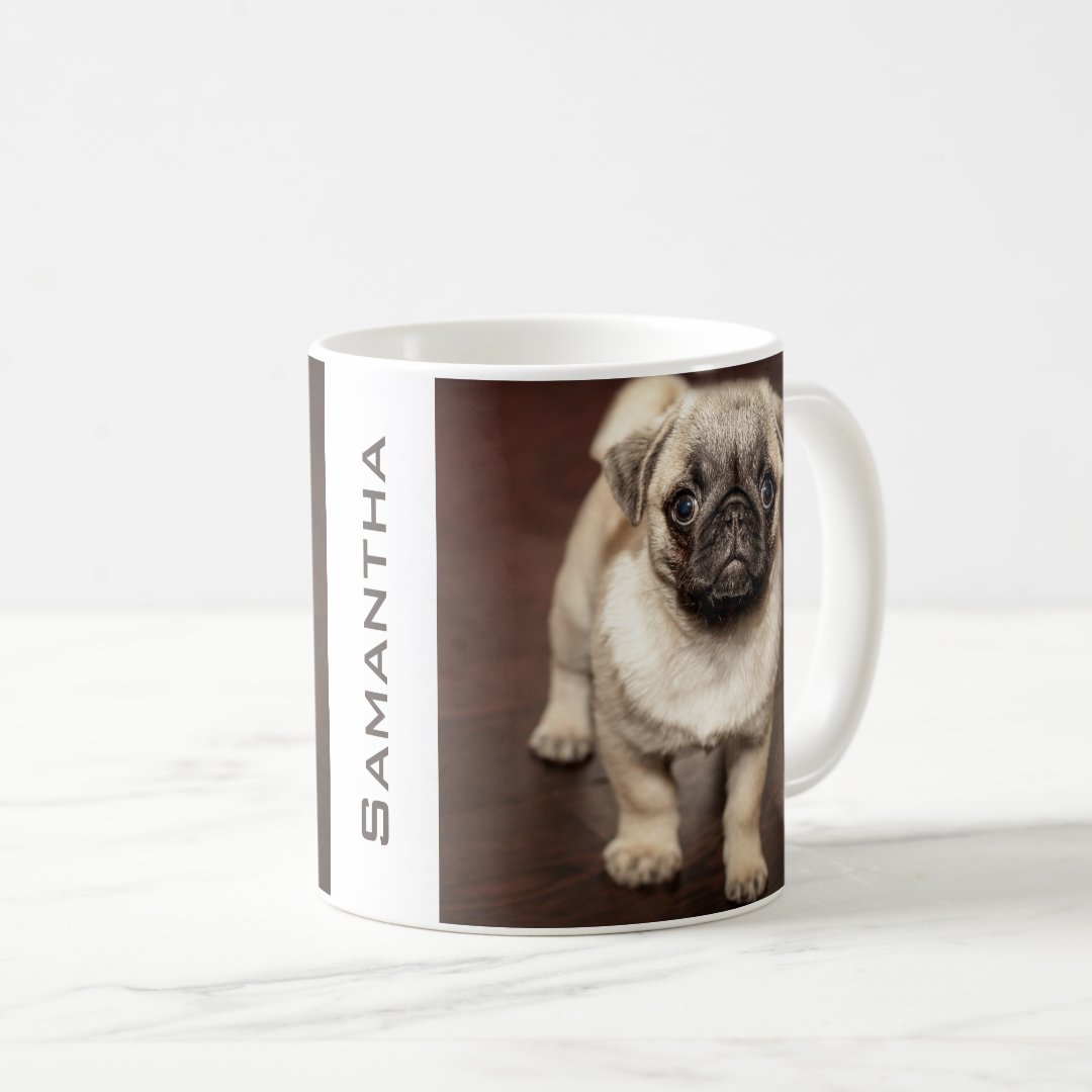 Personalised Cute Pug Puppy Photo Coffee Mug | Zazzle