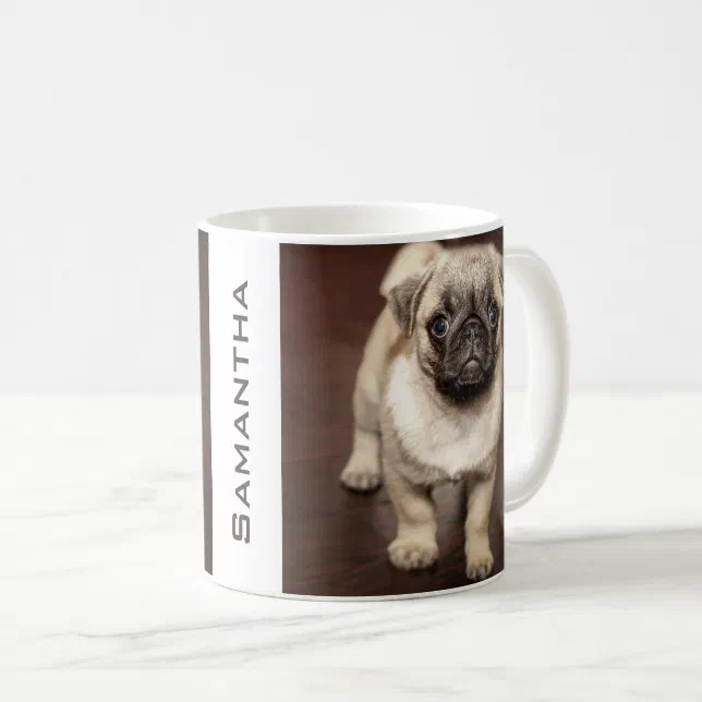 Personalised Cute Pug Puppy Photo Coffee Mug | Zazzle