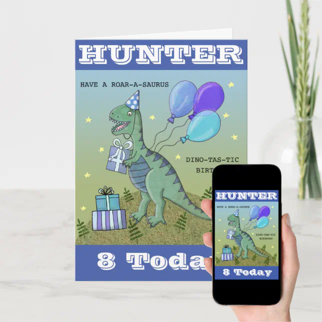 Personalised Dinosaur Birthday Card | Zazzle
