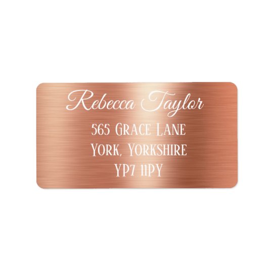 Personalised Elegant Rose Gold Foil Address Label | Zazzle.com