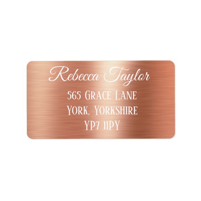 Personalised Elegant Rose Gold Foil Address Label | Zazzle.com