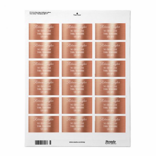 Personalised Elegant Rose Gold Foil Address Label | Zazzle