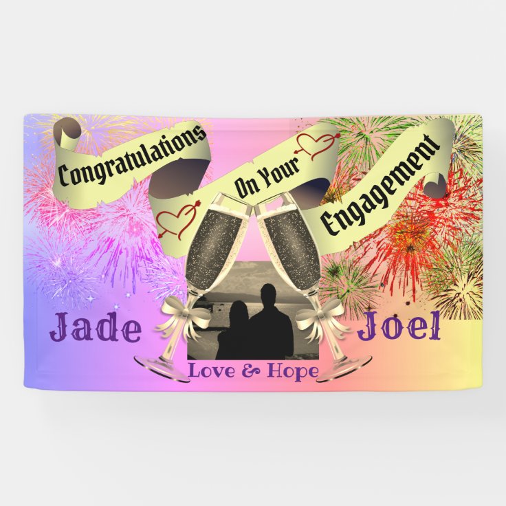 Personalised Engagement Party Photo Banner | Zazzle