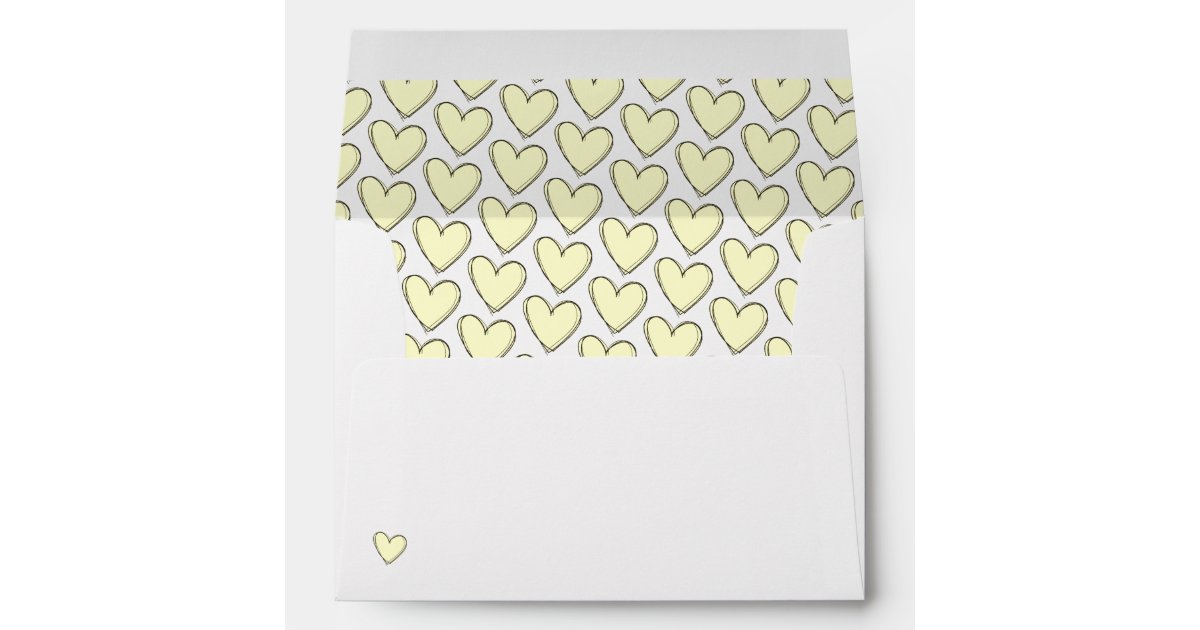 Personalised Envelopes - Pale Yellow Hearts | Zazzle