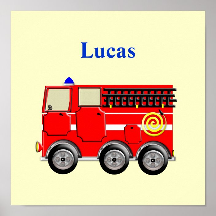 Personalised Fire Engine Boy's Cute Poster Print | Zazzle.com