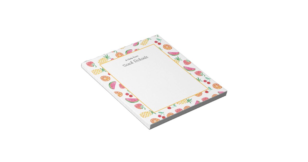 Personalised fruit salad patterned Notepad | Zazzle