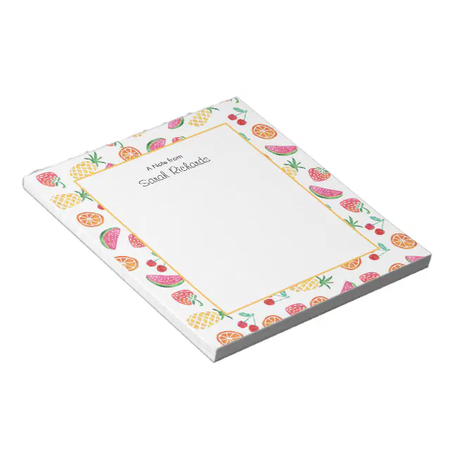 Personalised fruit salad patterned Notepad | Zazzle